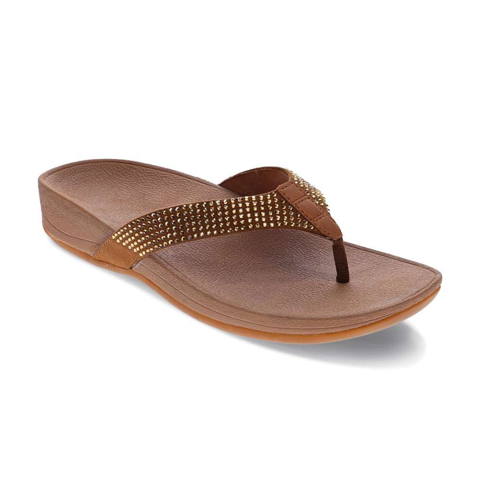 Allora Toe Post Sandal - Bronze Rhinestone – Comfort Co Shoes USA